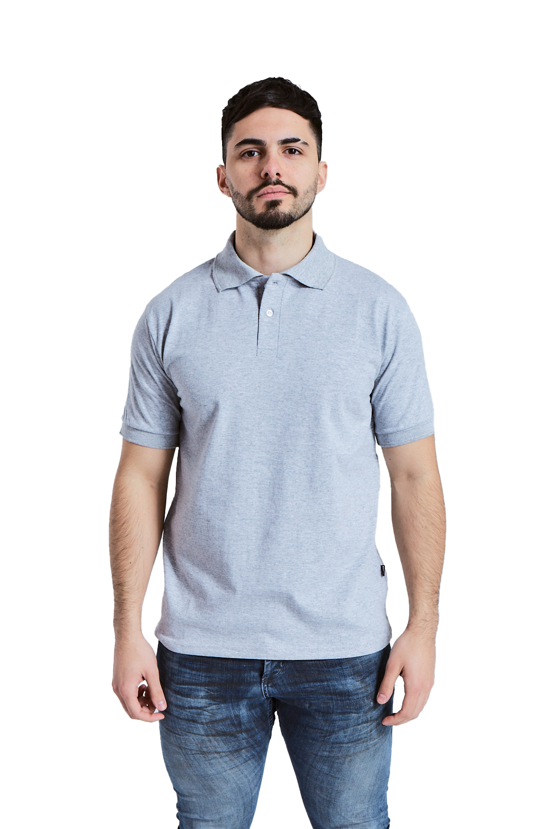 Cotar - Chomba Cotar lisa gris melange manga corta cuello tejido p ...